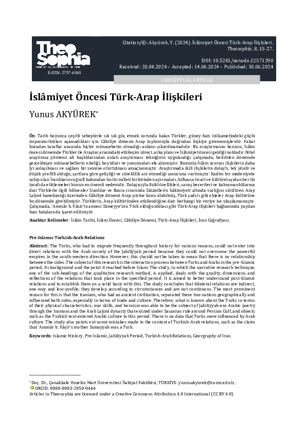 (PDF) İslâmiyet Öncesi Türk-Arap İlişkileri