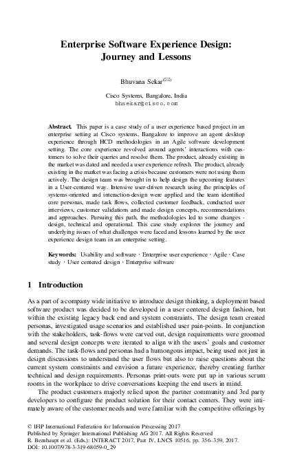(PDF) Enterprise Software Experience Design: Journey and Lessons
