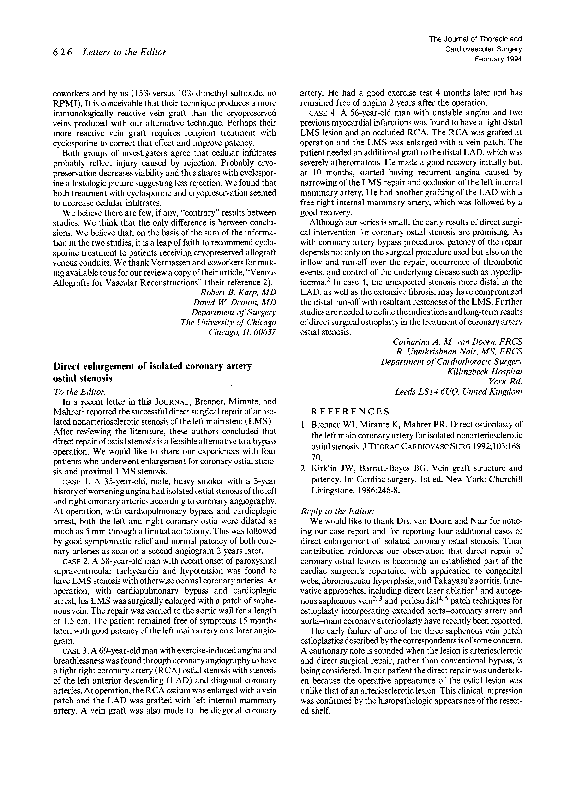 (PDF) Direct enlargement of isolated coronary artery ostial stenosis