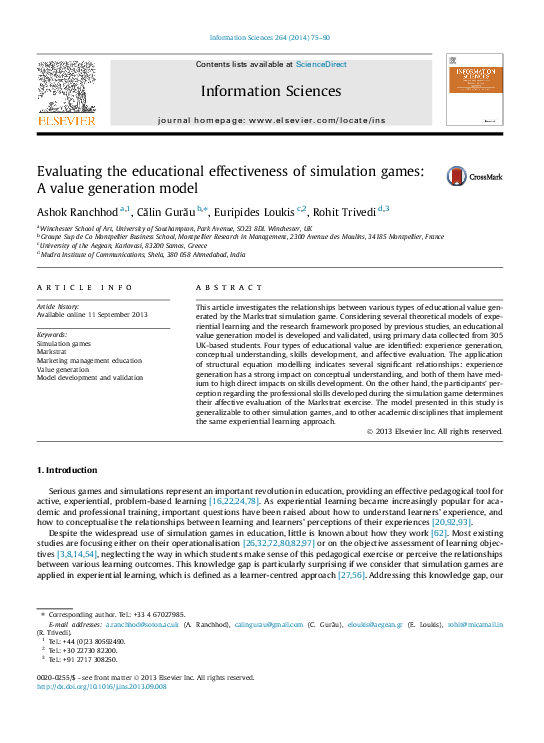 Pdf Evaluating The Educational Effectiveness Of Simulation Games A