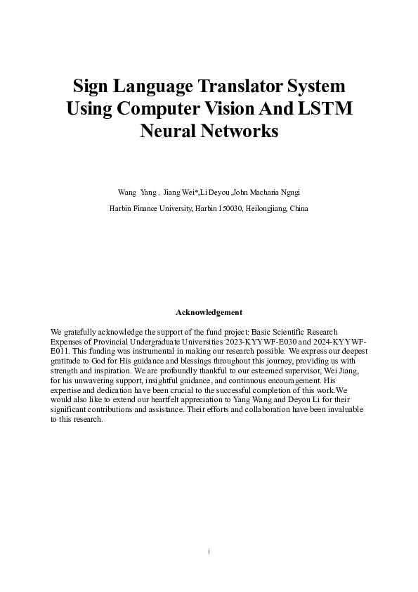 (PDF) Sign Language Translator System Using Computer Vision And LSTM ...