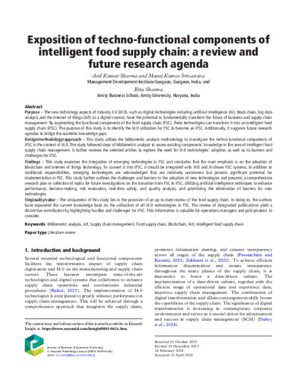 (PDF) Exposition of techno-functional components of intelligent food ...