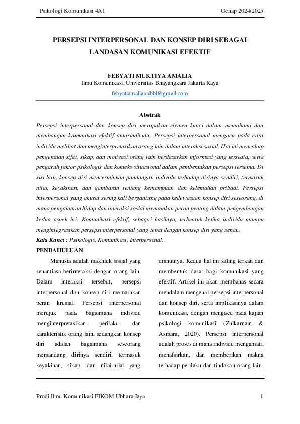 (PDF) PERSEPSI INTERPERSONAL DAN KONSEP DIRI SEBAGAI LANDASAN KOMUNIKASI EFEKTIF