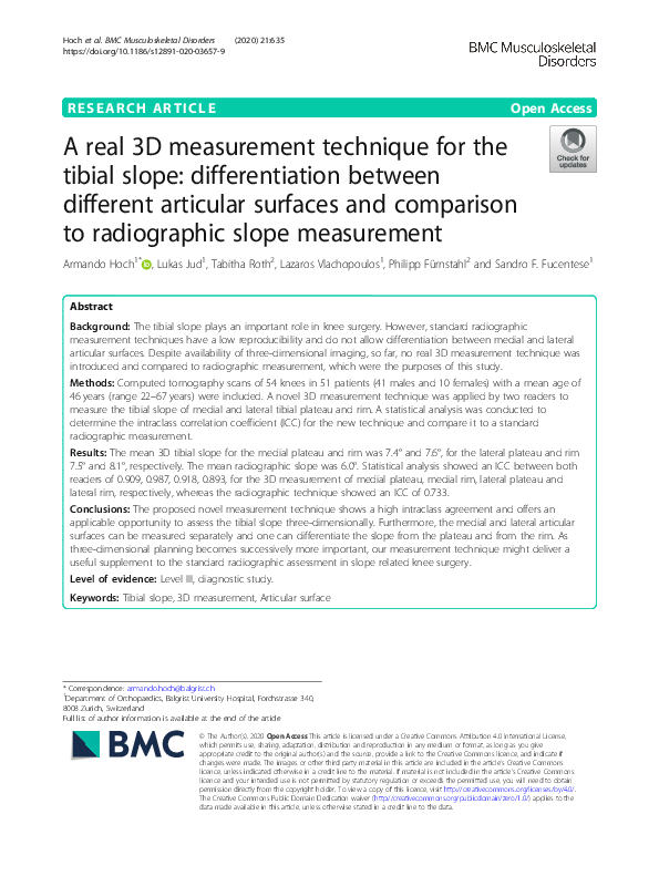(PDF) A real 3D measurement technique for the tibial slope: differentiation between different ...