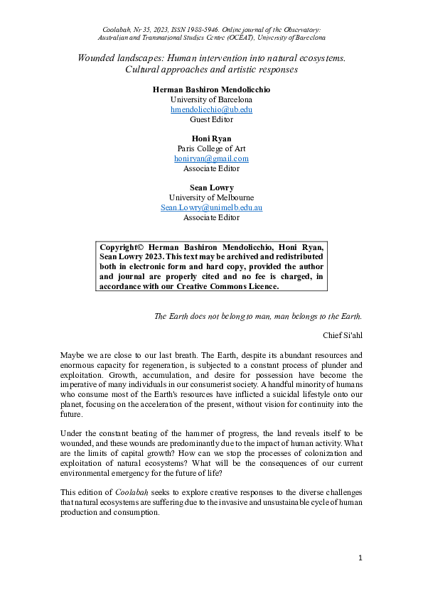 (PDF) Wounded landscapes: Human intervention into natural ecosystems ...
