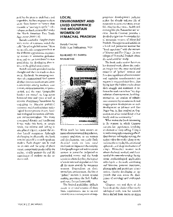 (PDF) Local Environment and Lived Experience: The Mountain Women of ...