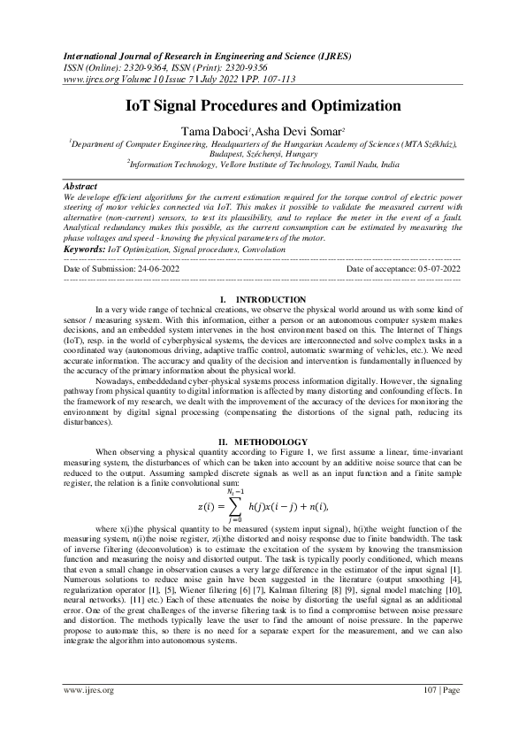 (PDF) IoT Signal Procedures and Optimization