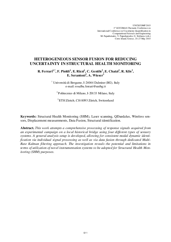 (PDF) Heterogeneous Sensor Fusion for Reducing Uncertainty in Structural Health Monitoring