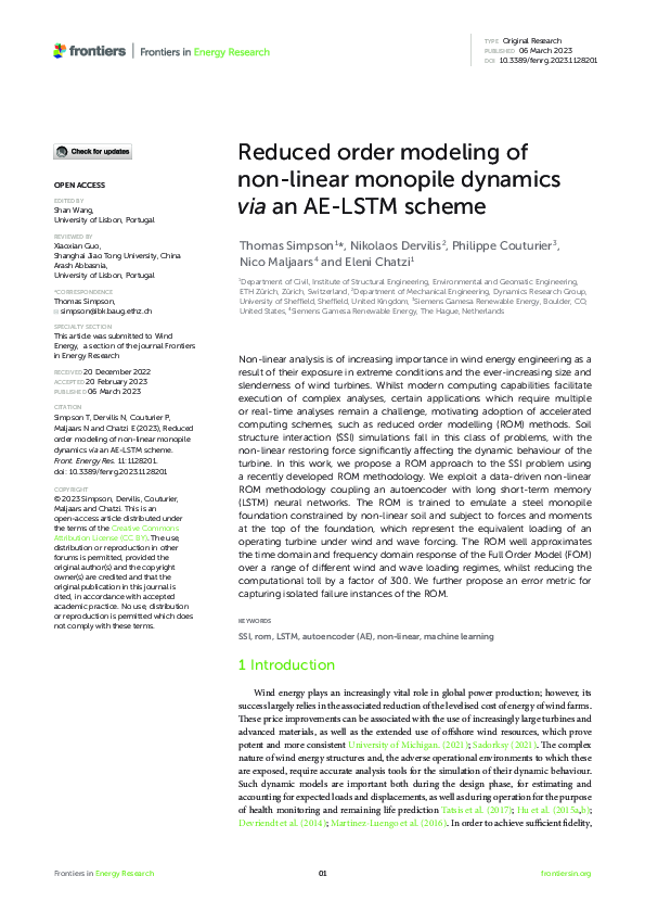 (PDF) Reduced order modeling of non-linear monopile dynamics via an AE-LSTM scheme
