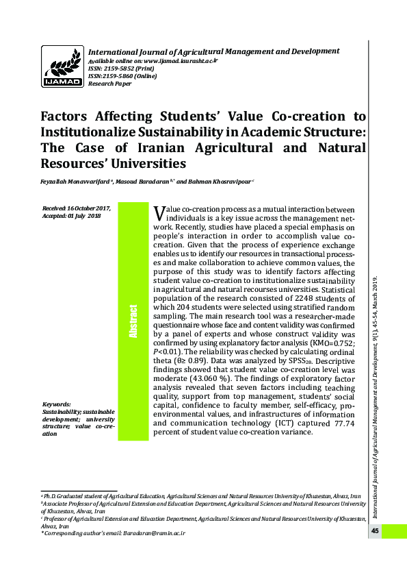 (PDF) Factors Affecting Students' Value Co-creation to Institutionalize ...