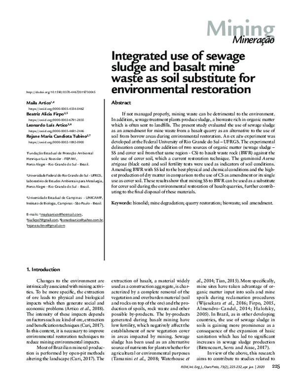 (PDF) Integrated use of sewage sludge and basalt mine waste as soil ...