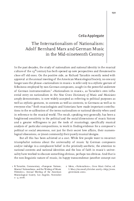 (PDF) The Internationalism of Nationalism: Adolf Bernhard Marx and ...
