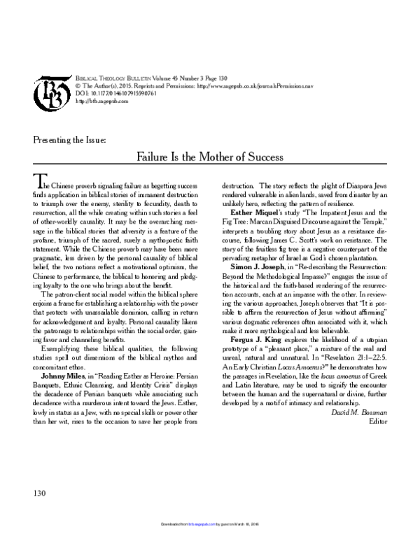 (PDF) Failure Is the Mother of Success