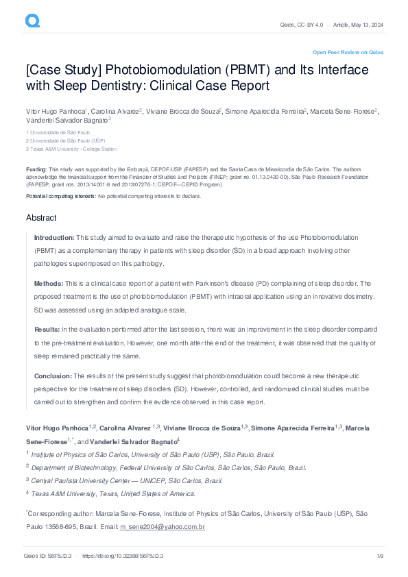 (PDF) Open Peer Review on Qeios [Case Study] Photobiomodulation (PBMT ...