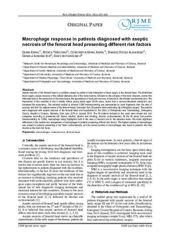 (PDF) Macrophage response in patients diagnosed with aseptic necrosis ...