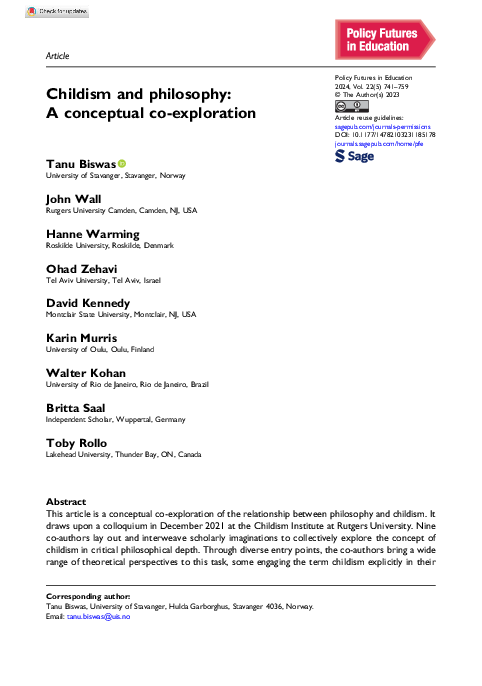 (PDF) Biswas et al., Childism and philosophy: A conceptual co-exploration
