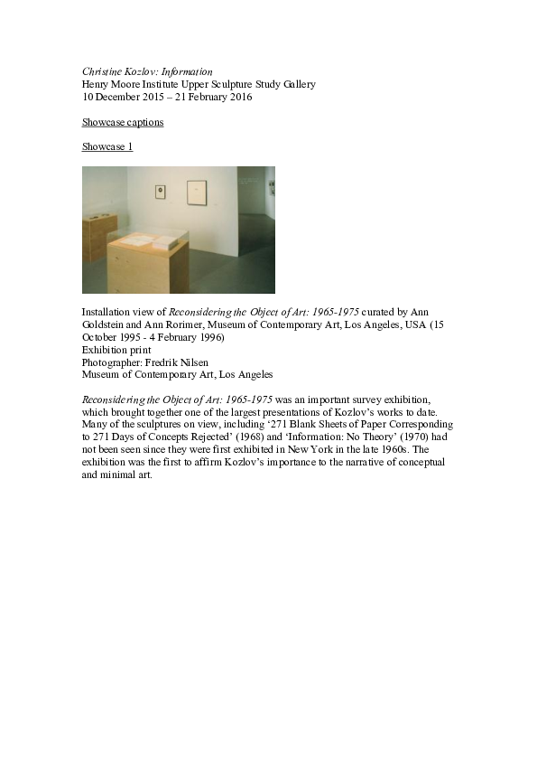 (PDF) Christine Kozlov: Information