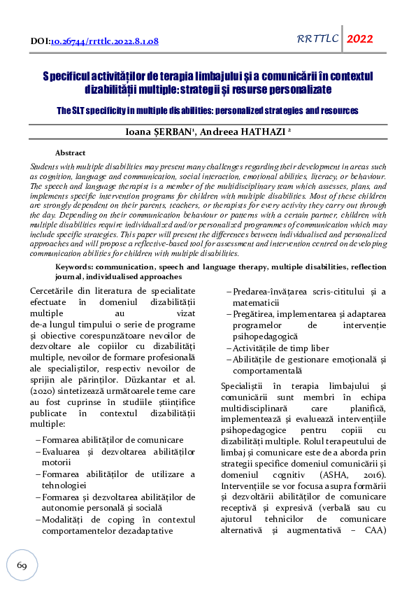 (PDF) The SLT specificity in multiple disabilities: personalized ...