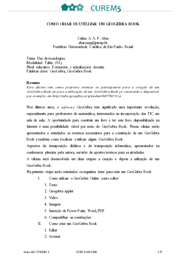 (PDF) Como criar ou utilizar um GeoGebra Book