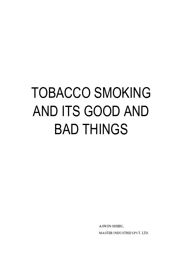 (PDF) TOBACCO SMOKING AND ITS GOOD AND BAD THINGS