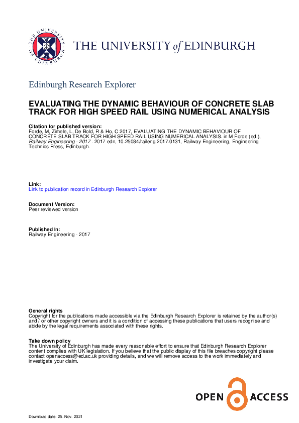 (PDF) Evaluating the Dynamic Behaviour of Concrete Slab Track for High ...