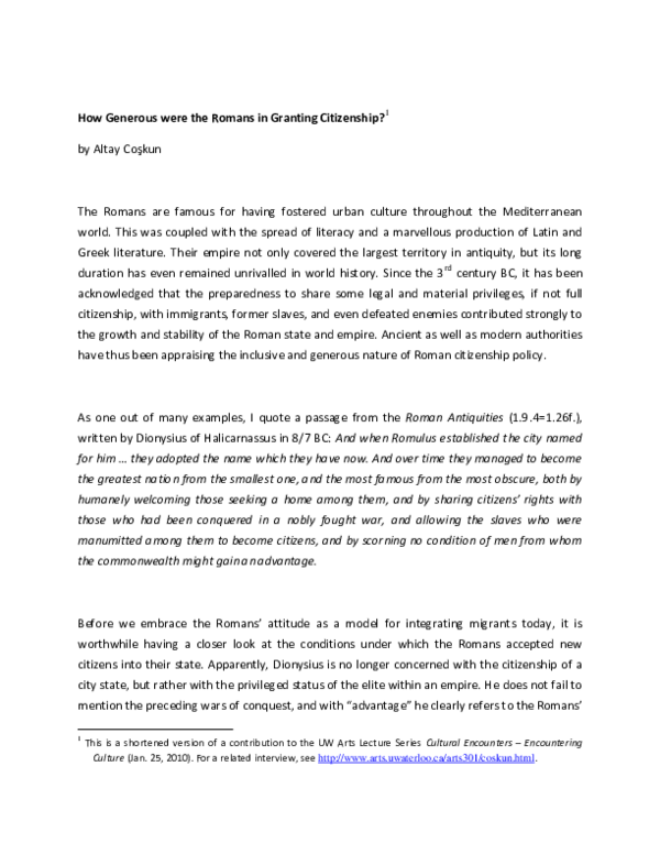 (PDF) Roman Citizenship