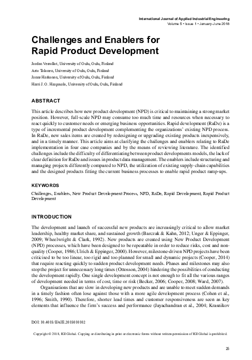 (PDF) Challenges and Enablers for Rapid Product Development