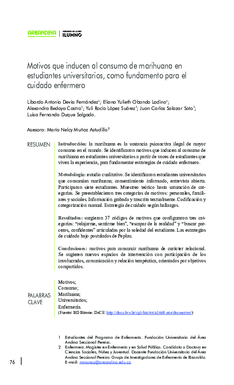 (PDF) Motivos que inducen al consumo de marihuana en estudiantes ...
