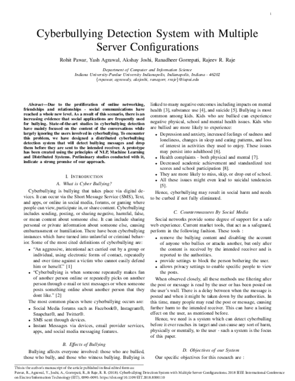 (PDF) Cyberbullying Detection System with Multiple Server Configurations
