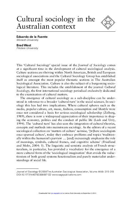 (PDF) Cultural sociology in the Australian context