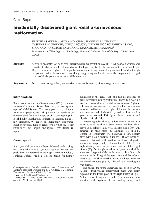 (PDF) Incidentally discovered giant renal arteriovenous malformation ...