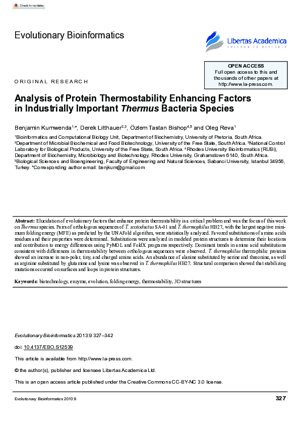 (PDF) Analysis of Protein Thermostability Enhancing Factors in ...