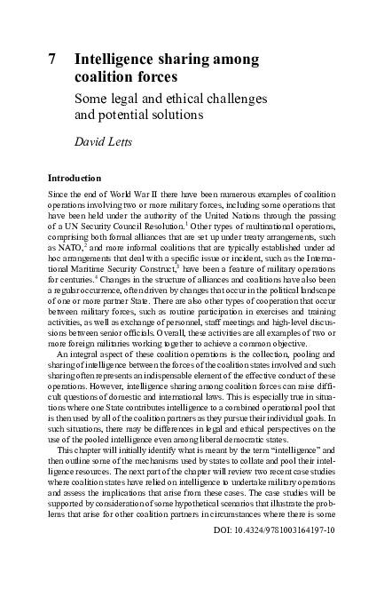 (PDF) Intelligence sharing among coalition forces