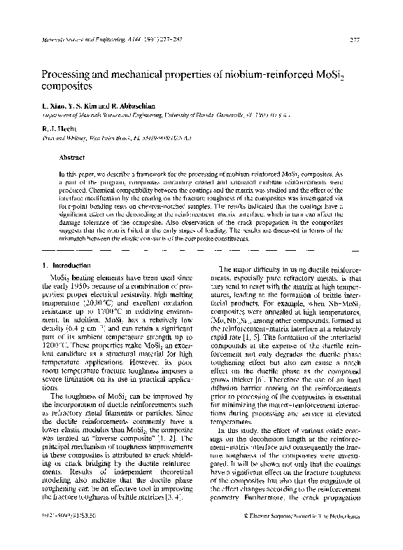 (PDF) Processing and mechanical properties of niobium-reinforced MoSi2 ...