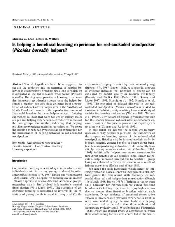 (PDF) Is helping a beneficial learning experience for red-cockaded ...