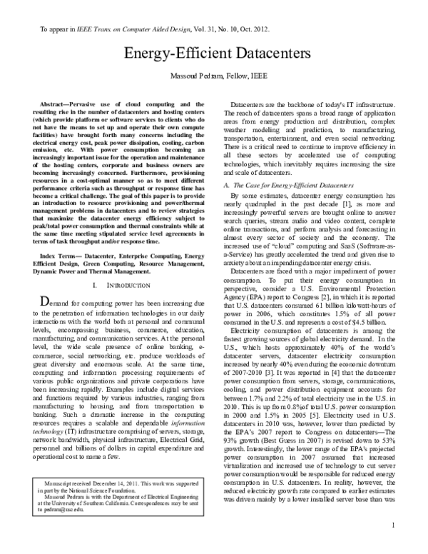 (PDF) Energy Efficient Data Centers | Xavier Hesselbach - Academia.edu