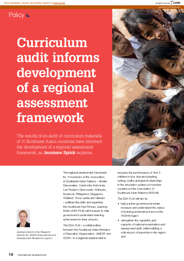 (PDF) Curriculum audit informs development of a regional assessment ...