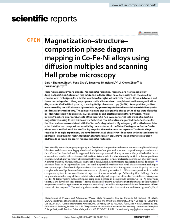 (PDF) Mapping Saturation Magnetization in Co-Fe-Ni Alloys