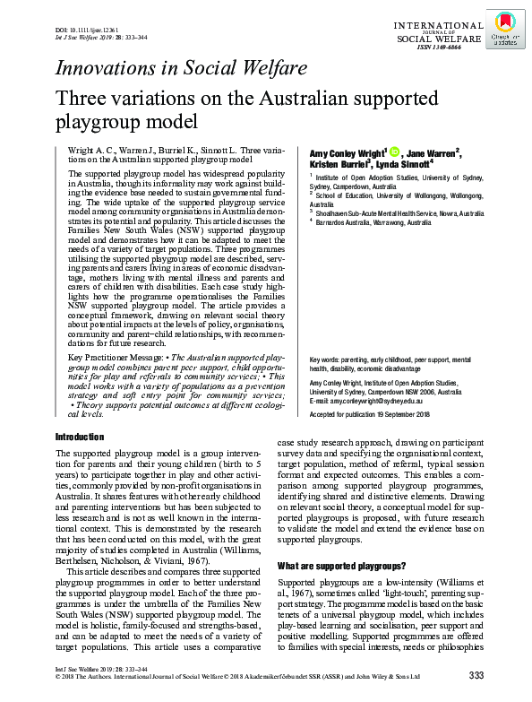 (PDF) Three variations on the Australian supported playgroup model