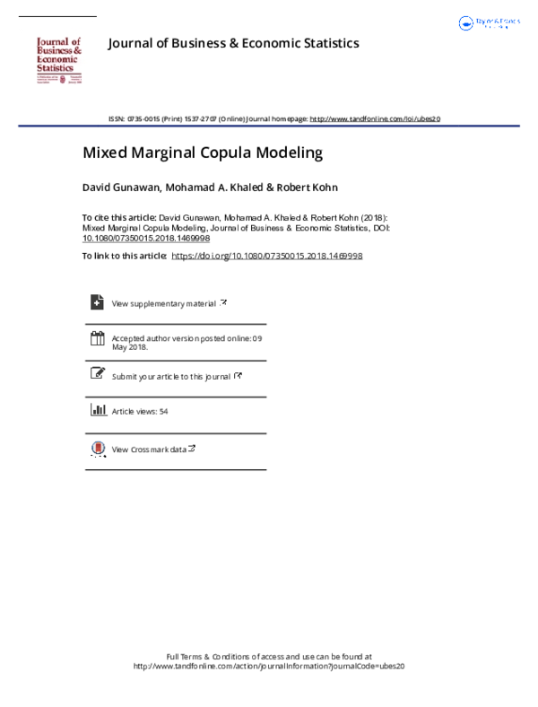 (PDF) Mixed Marginal Copula Modeling