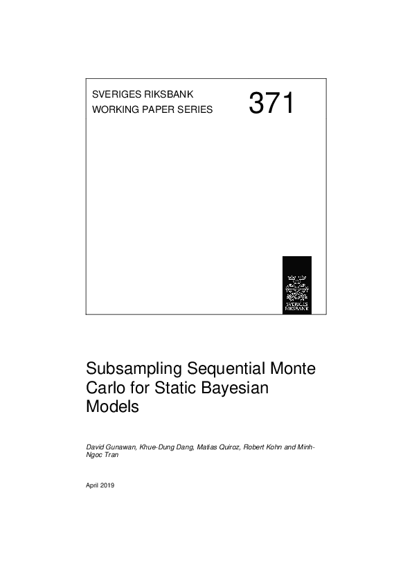 (PDF) Subsampling sequential Monte Carlo for static Bayesian models