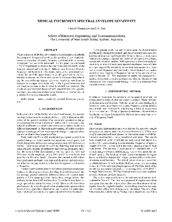 (PDF) Musical Instrument Spectral Envelope Sensitivity