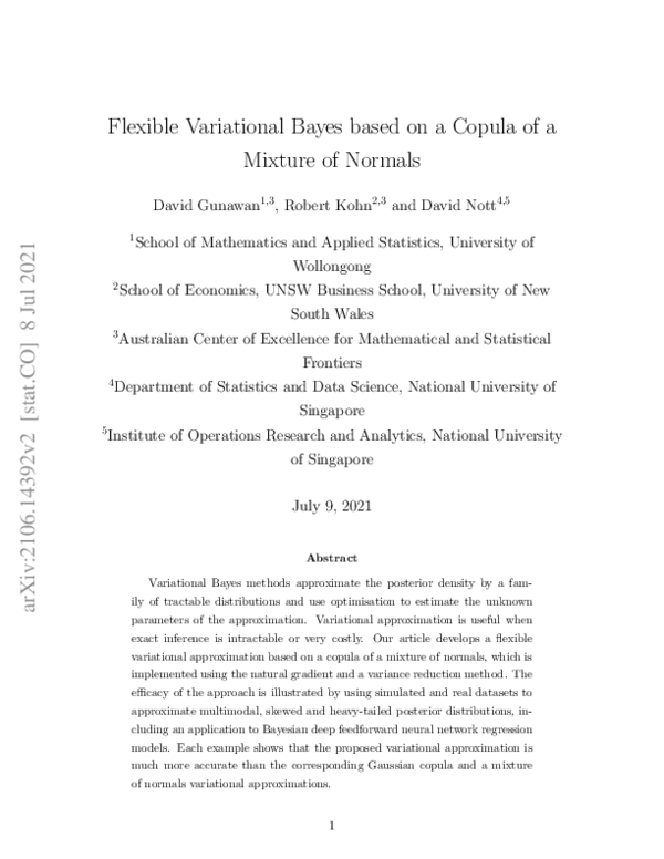 (PDF) Flexible Variational Bayes based on a Copula of a Mixture