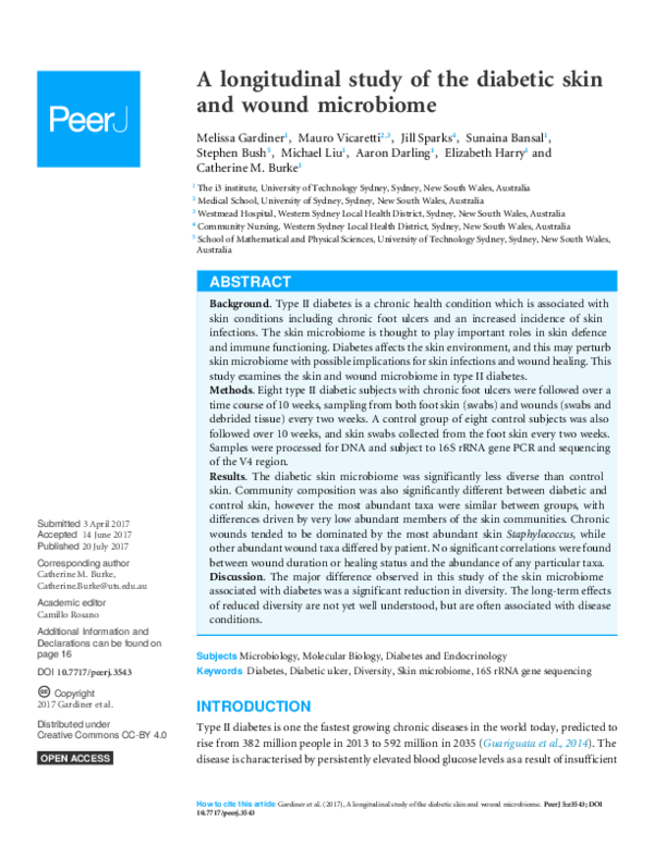 (PDF) A longitudinal study of the diabetic skin and wound microbiome