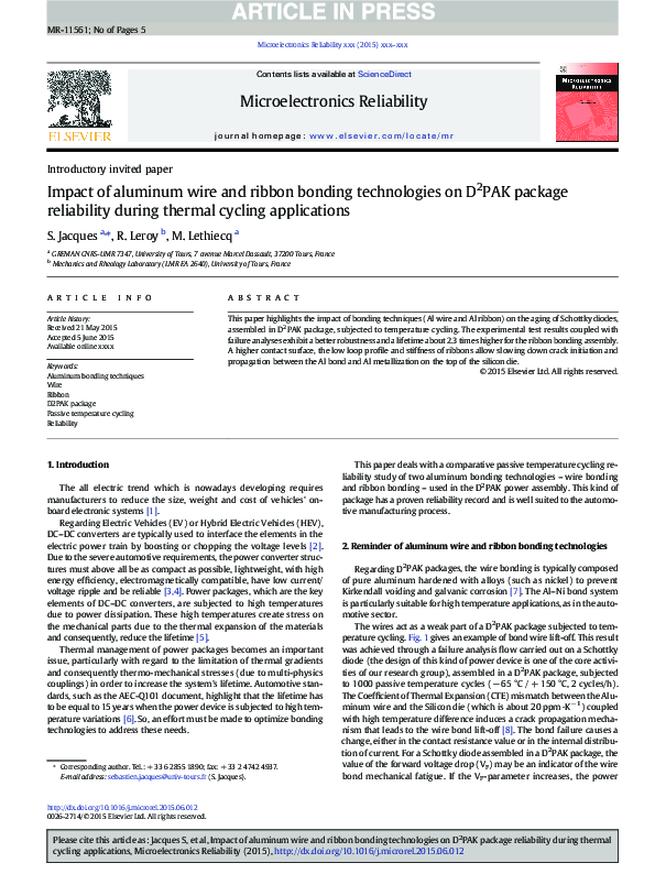 (PDF) Impact of aluminum wire and ribbon bonding technologies on D2PAK ...