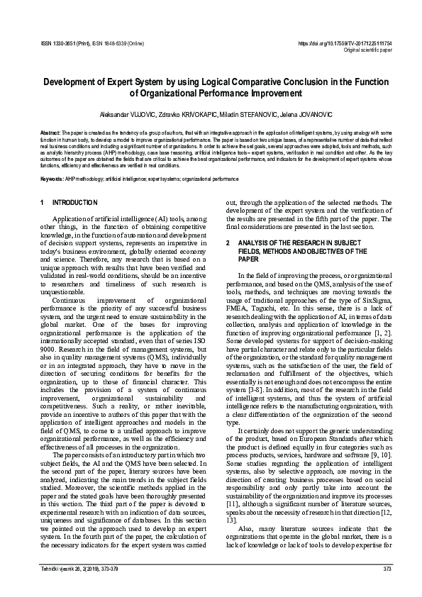 (PDF) Development of Expert System by using Logical Comparative ...
