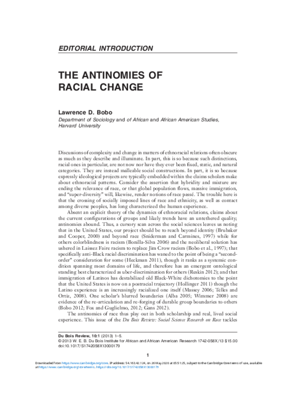 (PDF) The Antinomies of Racial Change
