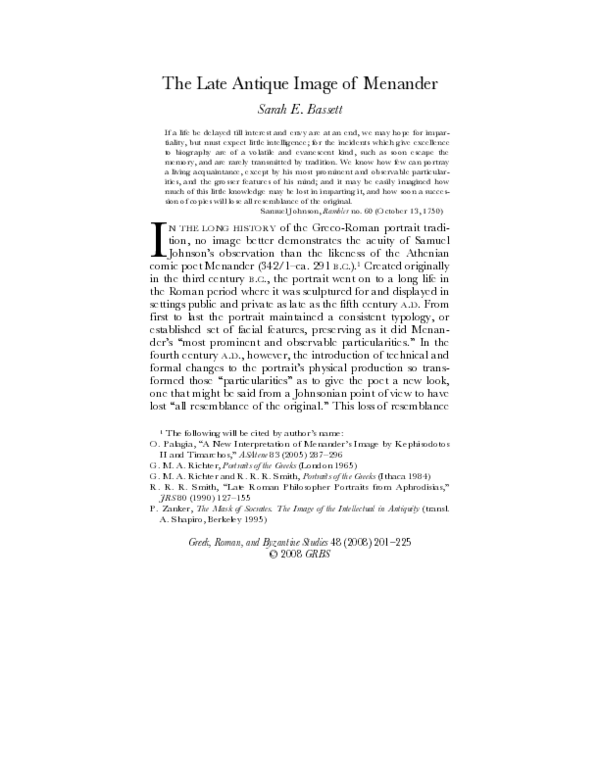 (PDF) The Late Antique Image of Menander