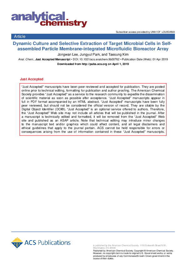 (PDF) Dynamic Culture and Selective Extraction of Target Microbial ...