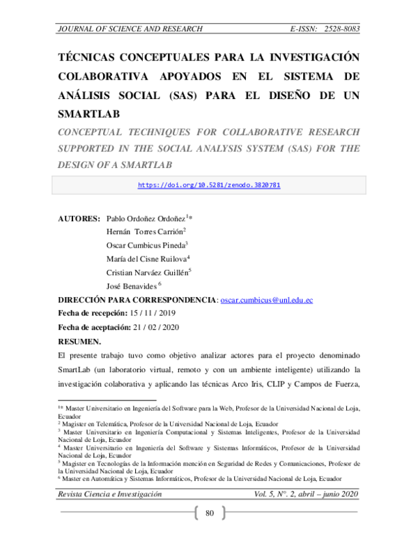 (PDF) Técnicas conceptuales para la investigación colaborativa apoyados en el sistema de ...